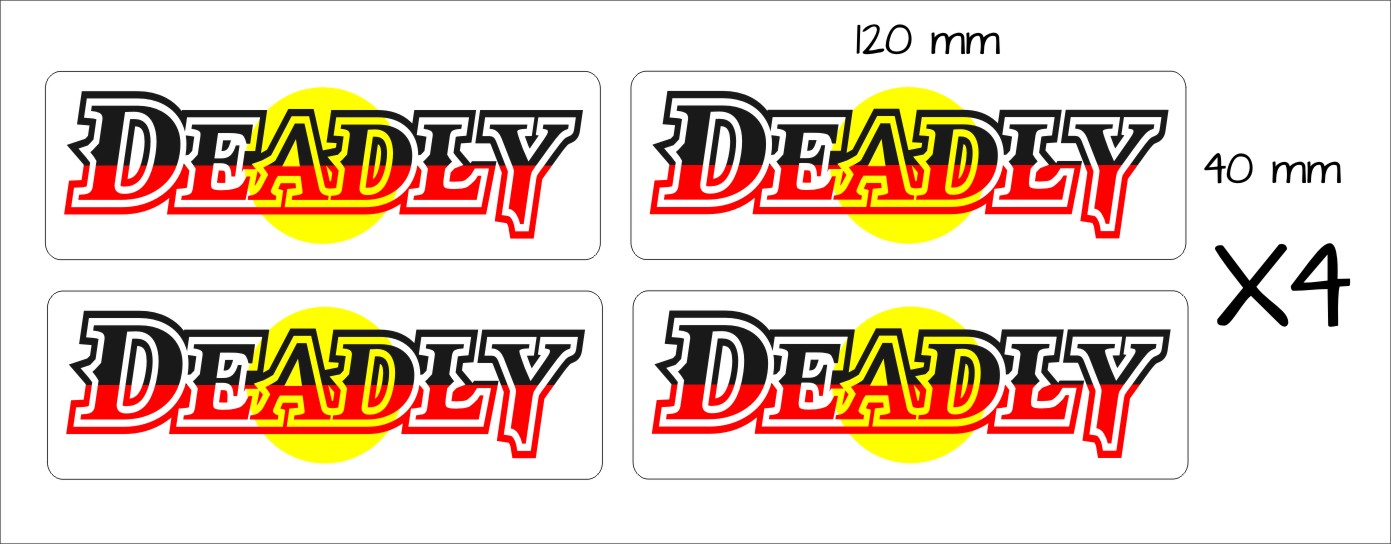 Deadly Stickers FOUR (4) 120 x 40 mm each - Crazy Fish