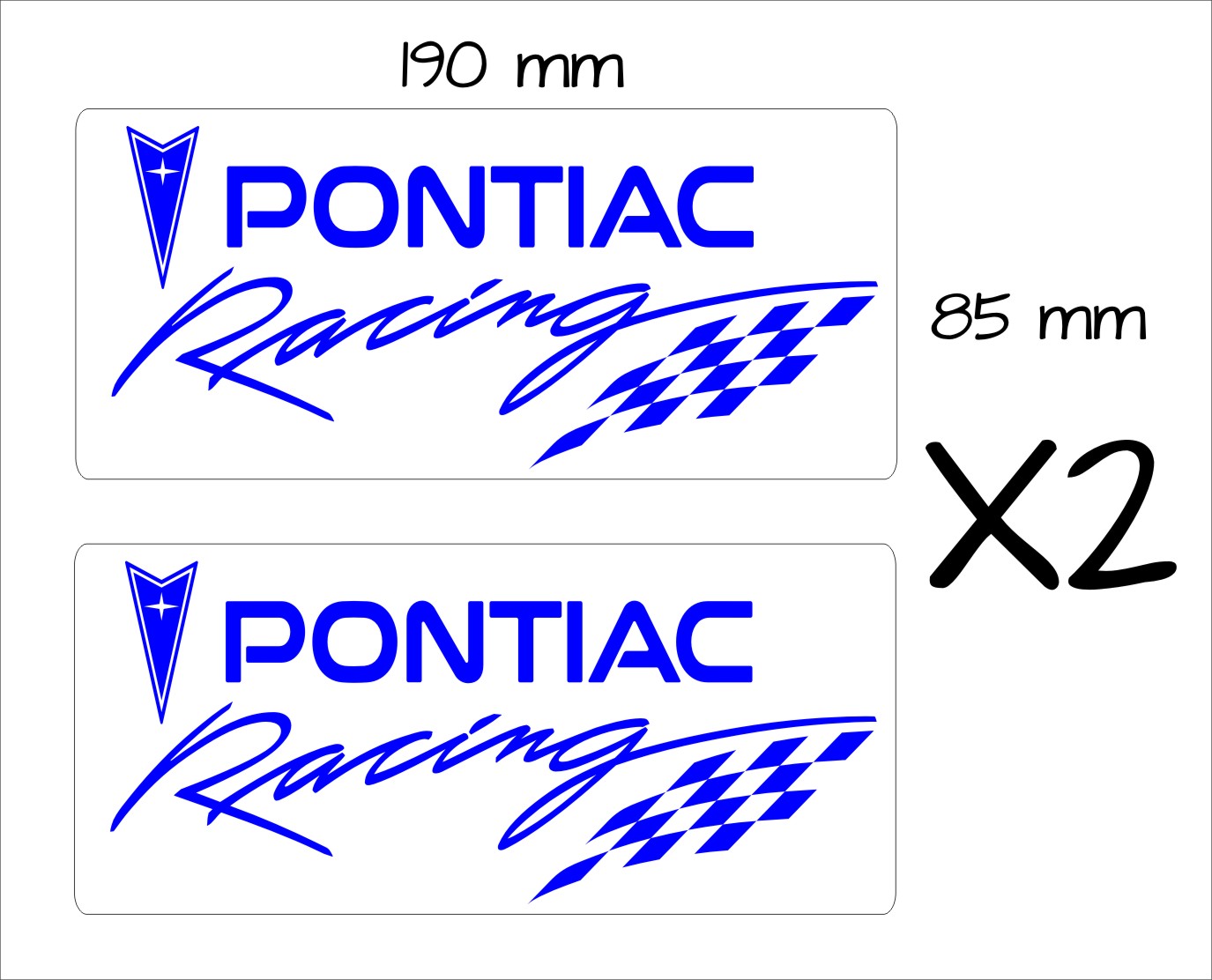 Pontiac Racing Stickers TWO (2) 190 x 85 mm each - Crazy Fish
