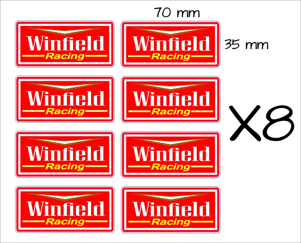 Winfield Racing retro Stickers EIGHT (8) 70 x 35 mm each - Crazy Fish