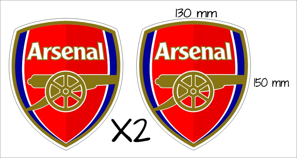 Arsenal Stickers TWO (2) 150 x 130 mm each - Crazy Fish