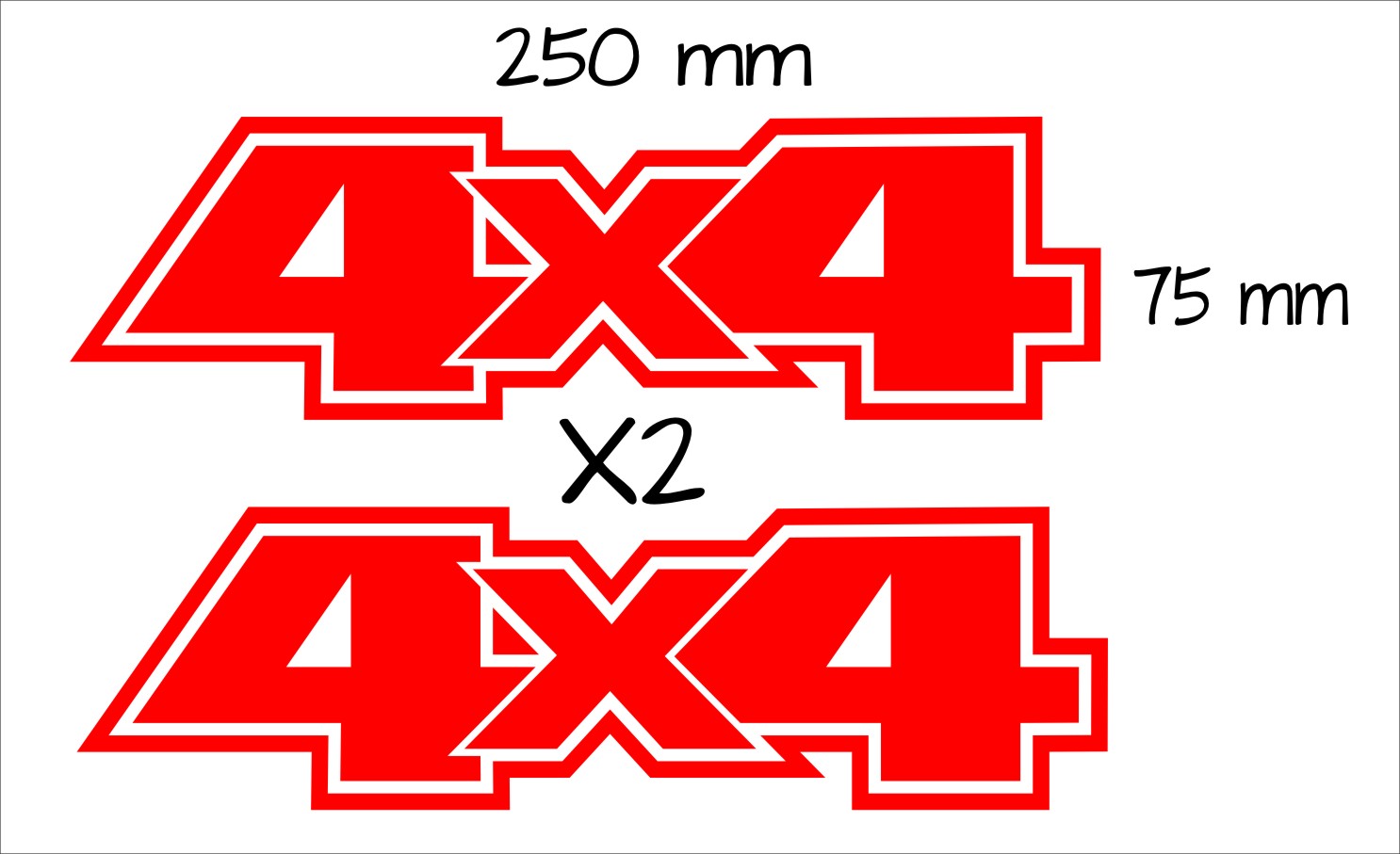 4x4 vinyl decals TWO (2) 250 x 75 mm each choose your color - Crazy Fish