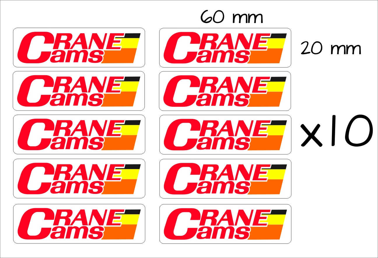 Crane retro Stickers TEN (10) 60 x 20 mm each - Crazyfish