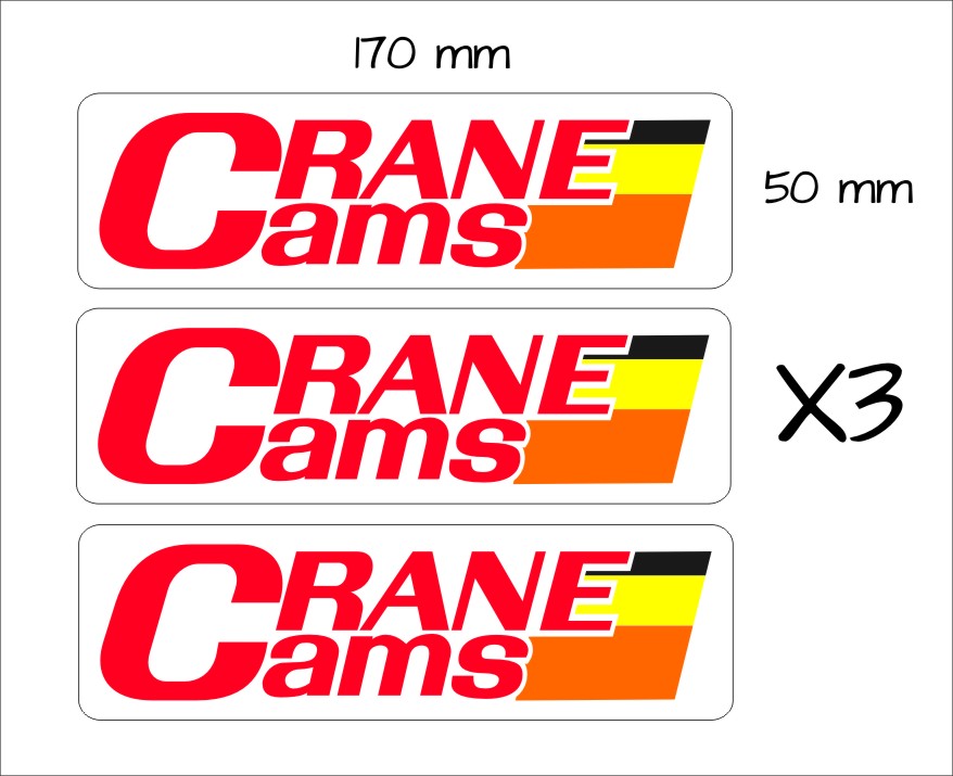Crane retro Stickers THREE (3) 170 x 50 mm each - Crazyfish