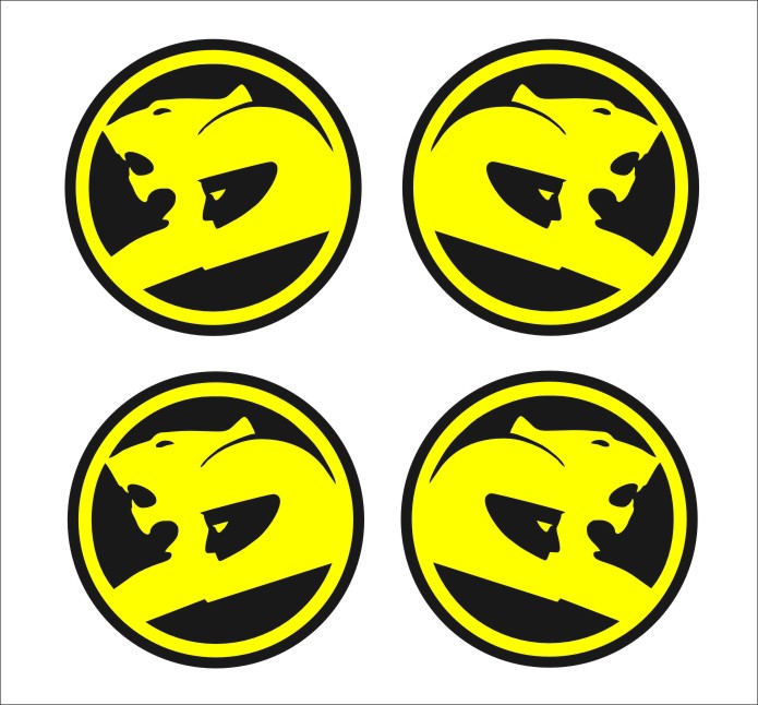 HSV Stickers FOUR (4) yellow/matt black suit 50 mm rim caps - Crazy Fish