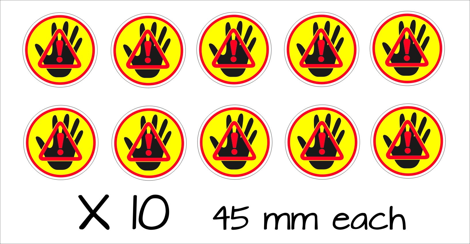 Hands Clear Stickers TEN (10) 45 mm each - Crazy Fish