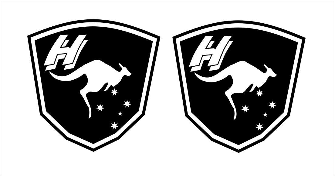 Haines Hunter Shield decals TWO (2) 110 mm each CONFIRM your color ...