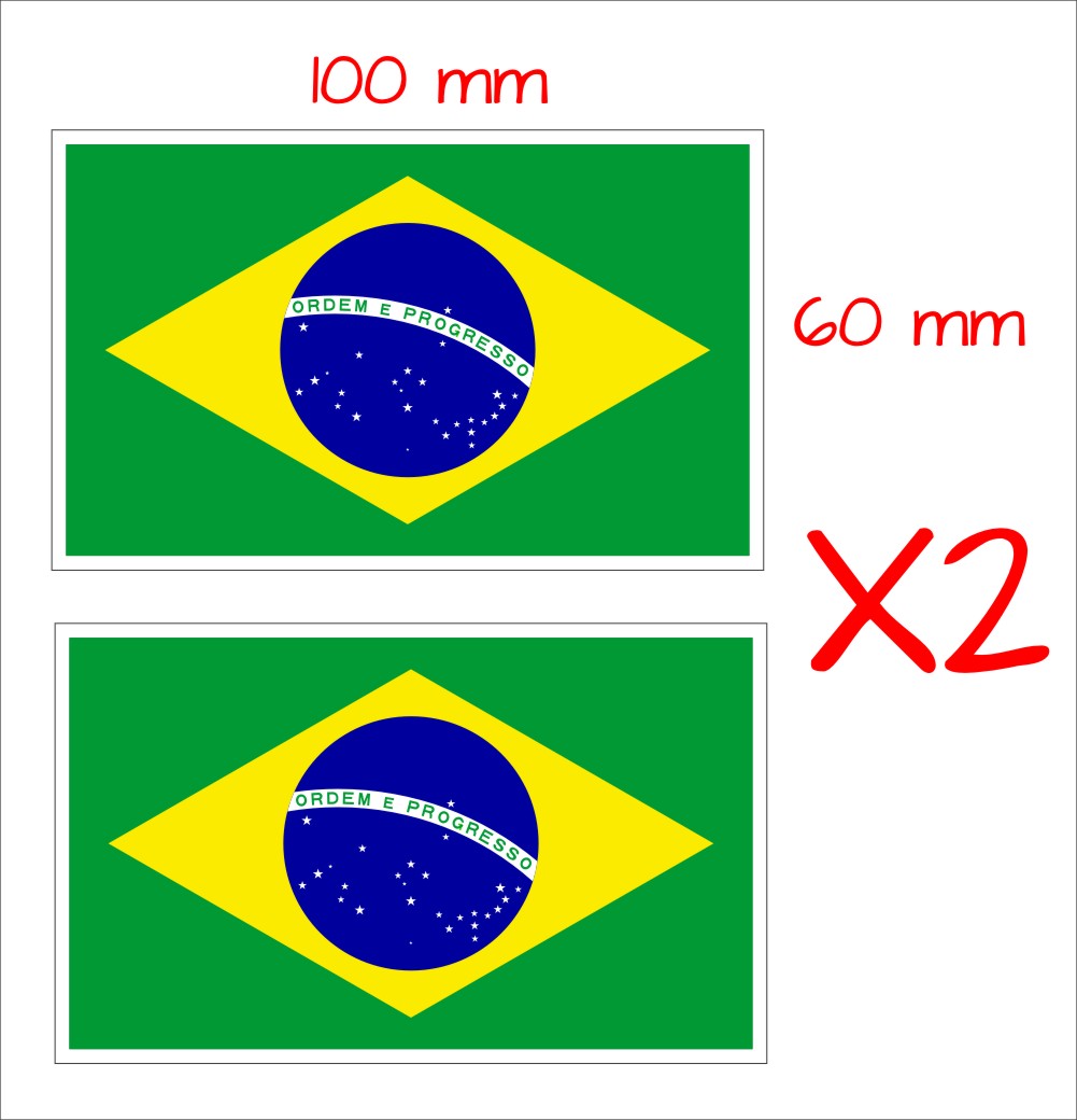 Brazil Flag Stickers TWO (2) 100 x 60 mm each - Crazy Fish