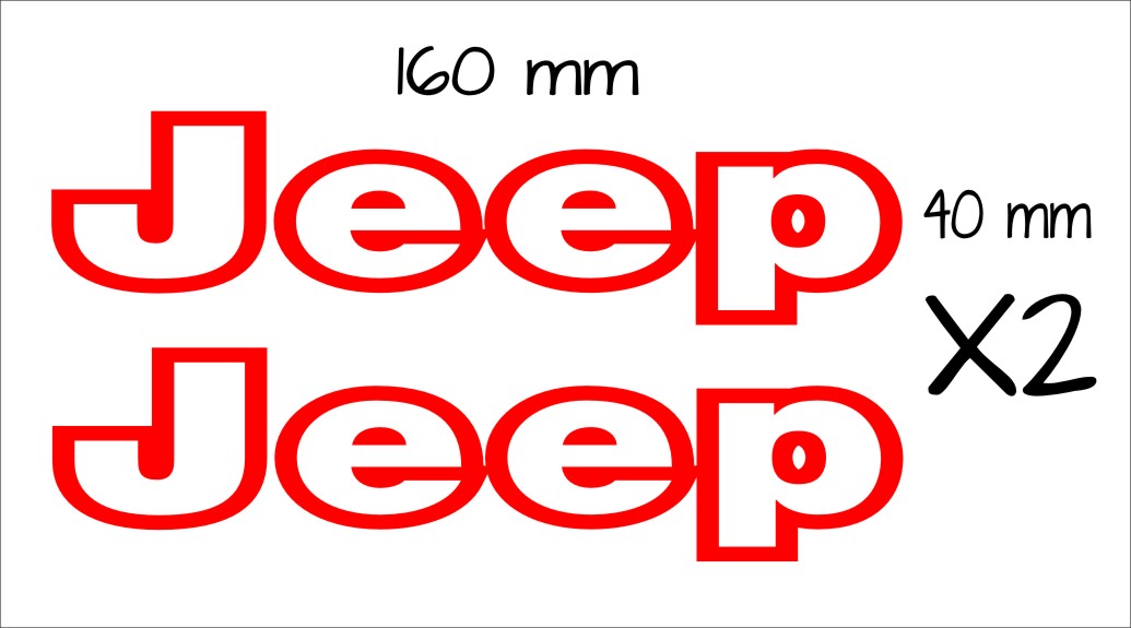 Jeep decals TWO (2) 160 X 40 mm each CONFIRM your color - Crazy Fish