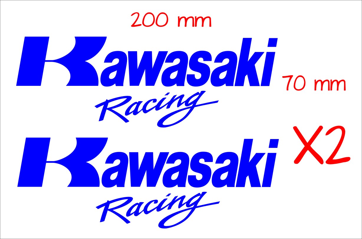 Kawasaki Racing tank decals TWO (2) 200 x 70 mm each choose your color ...
