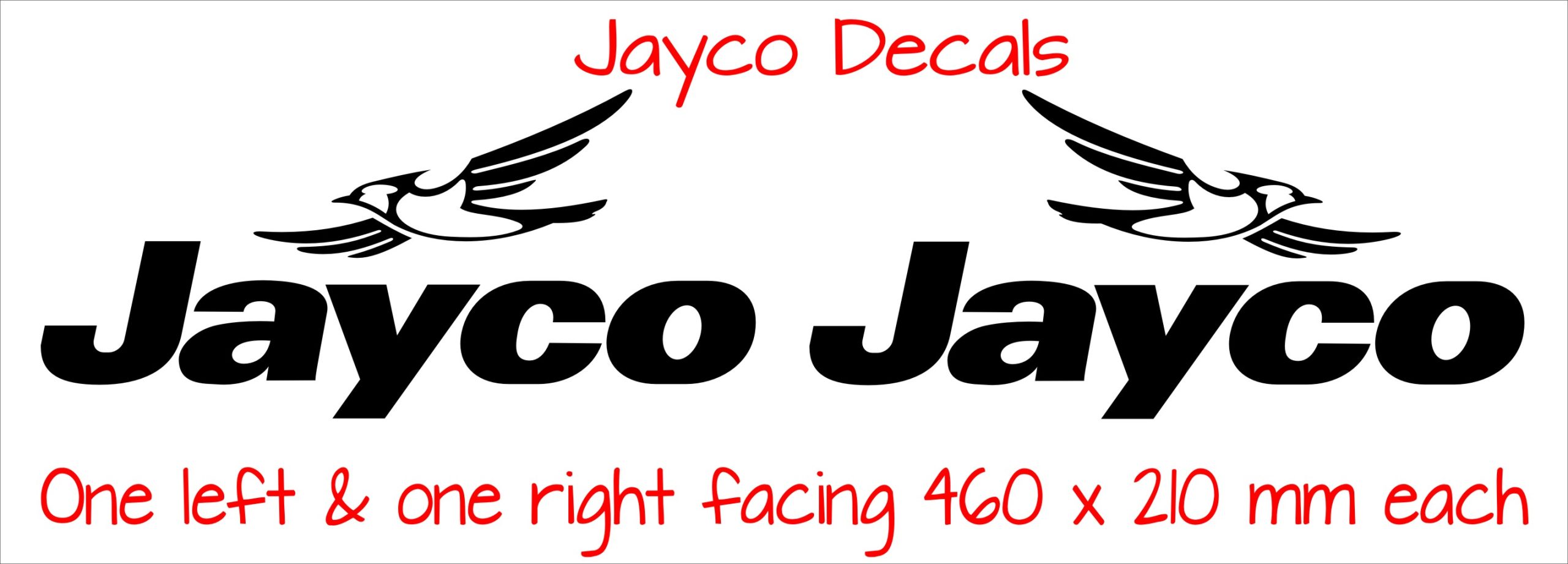 Jayco caravan decals TWO (2) 460 x 210 mm each CONFIRM your color ...