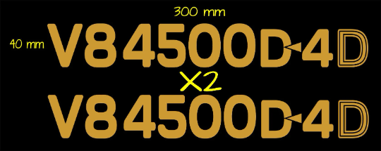 Toyota V8 4500 D4D decals TWO (2) 300 x 40 mm each CONFIRM your color ...