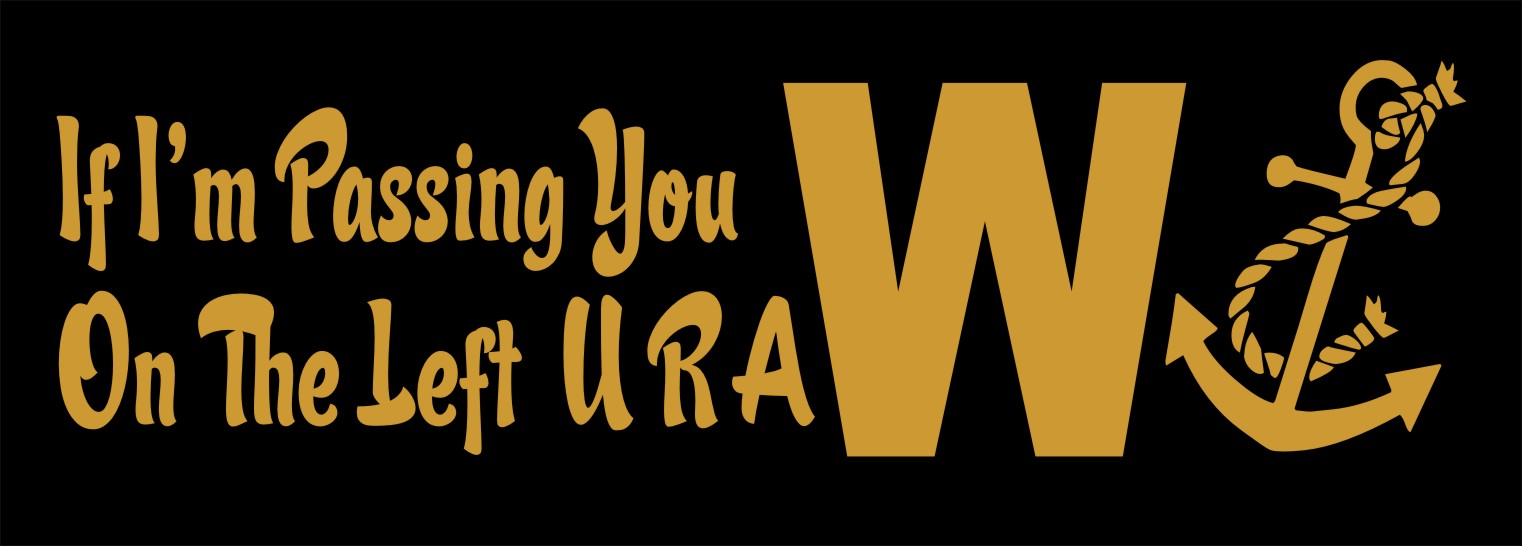 Passing on Left funny decal 260 x 70 mm choose your color - Crazy Fish