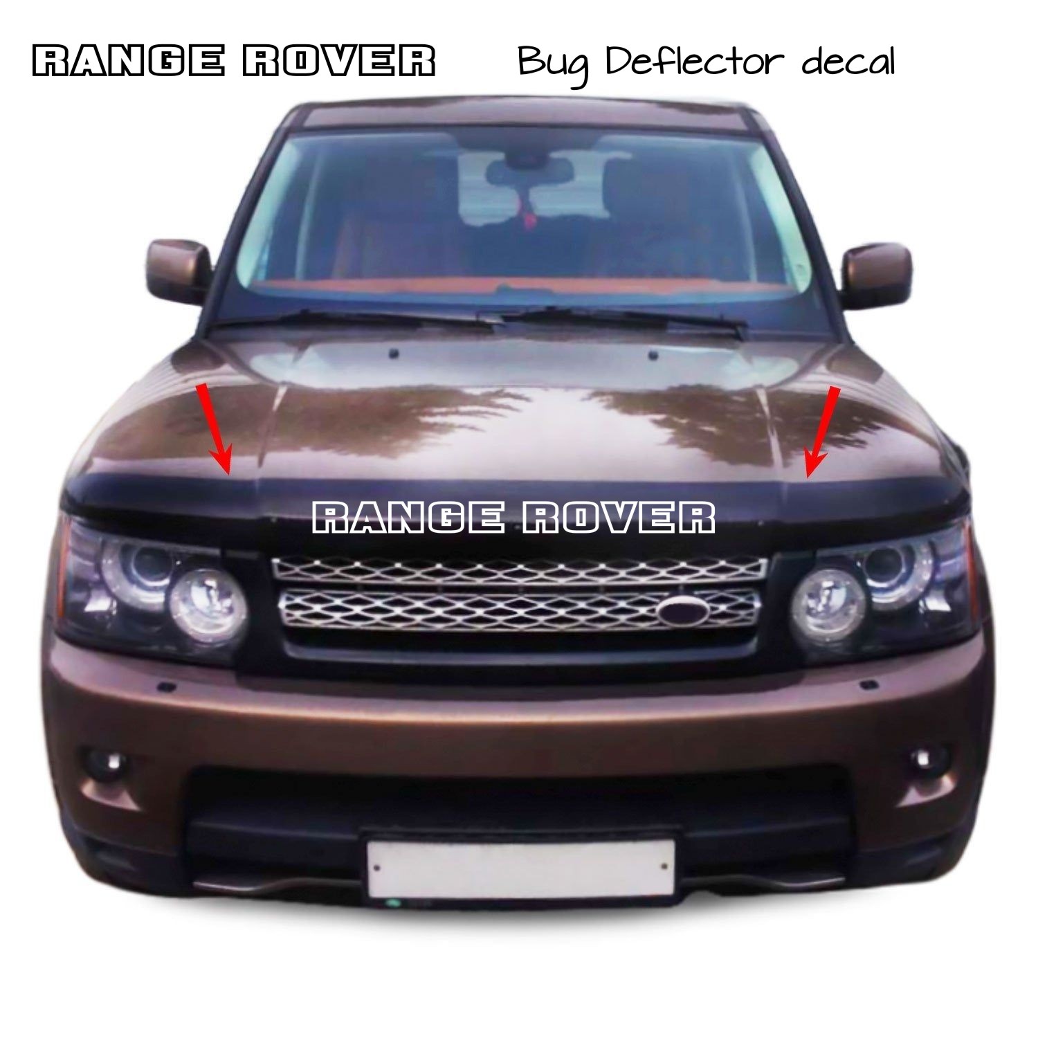 RANGE ROVER #2 bug deflector vinyl decal 600 x 60 mm choose your color ...