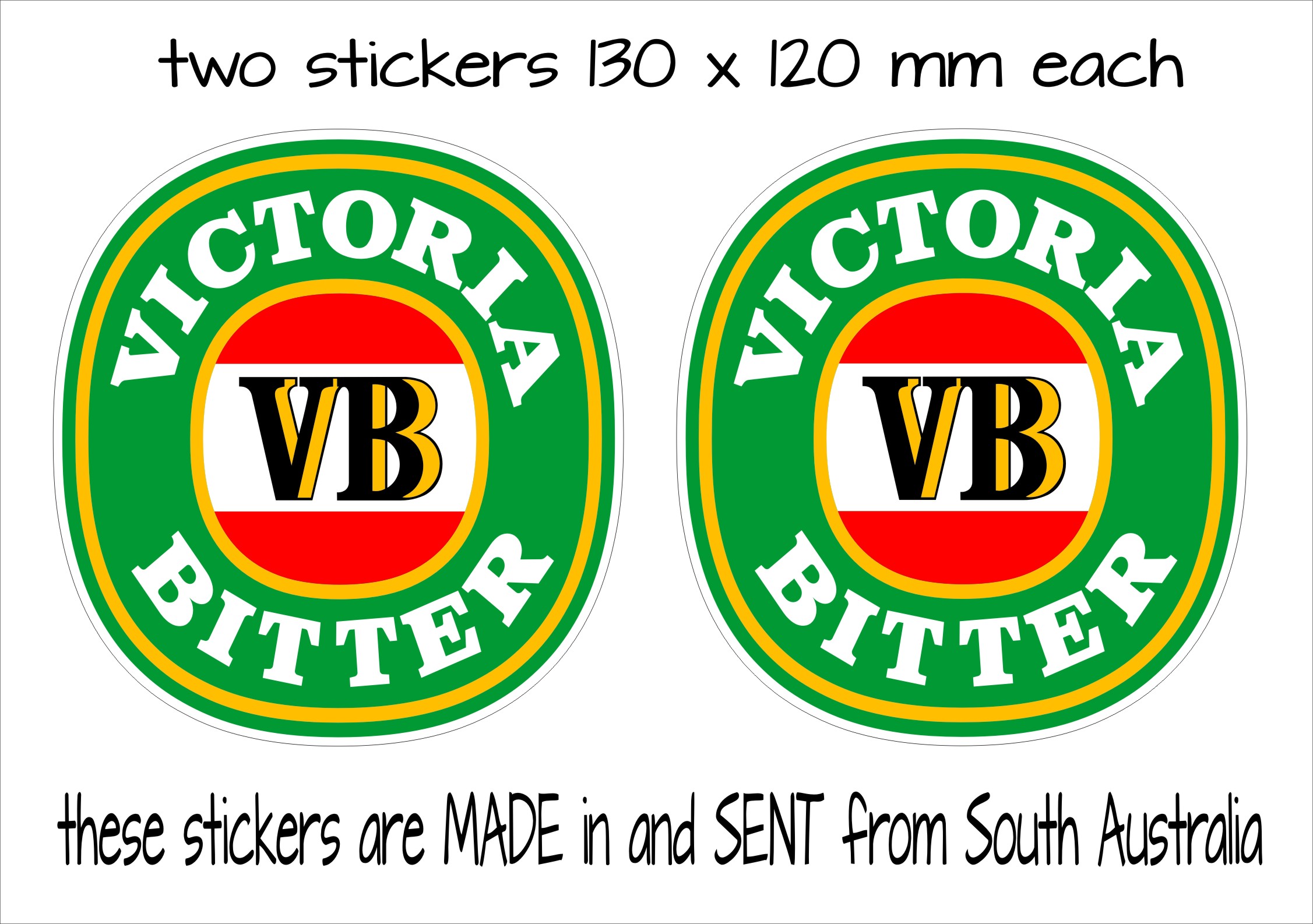 VB beer Stickers TWO (2) 130 x 120 mm each - Crazyfish