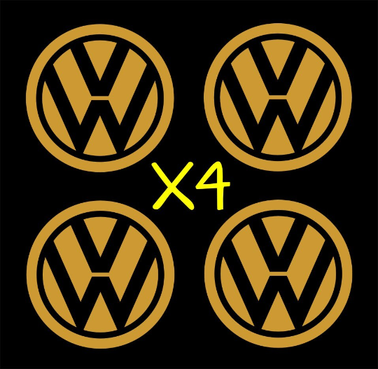 VW vinyl decals FOUR (4) suit 50 mm rim caps choose your color - Crazy Fish