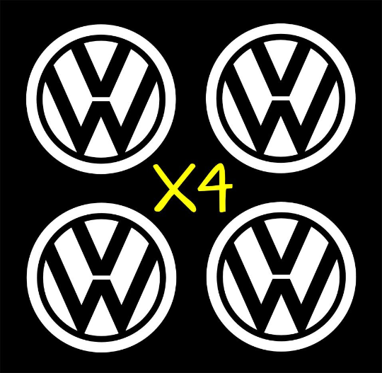 VW vinyl decals FOUR (4) suit 50 mm rim caps choose your color - Crazy Fish