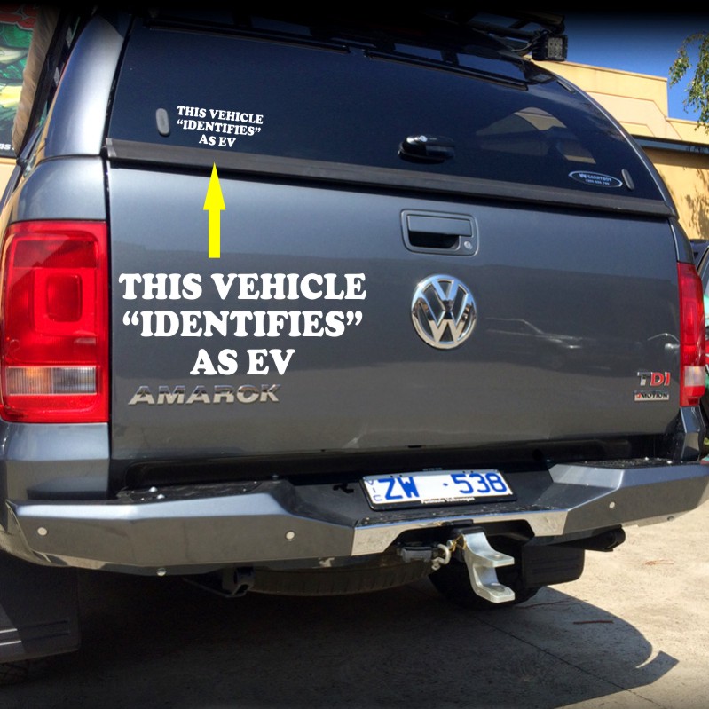 Electric Vehicle funny vinyl decal 170 x 70 mm CONFIRM your color ...