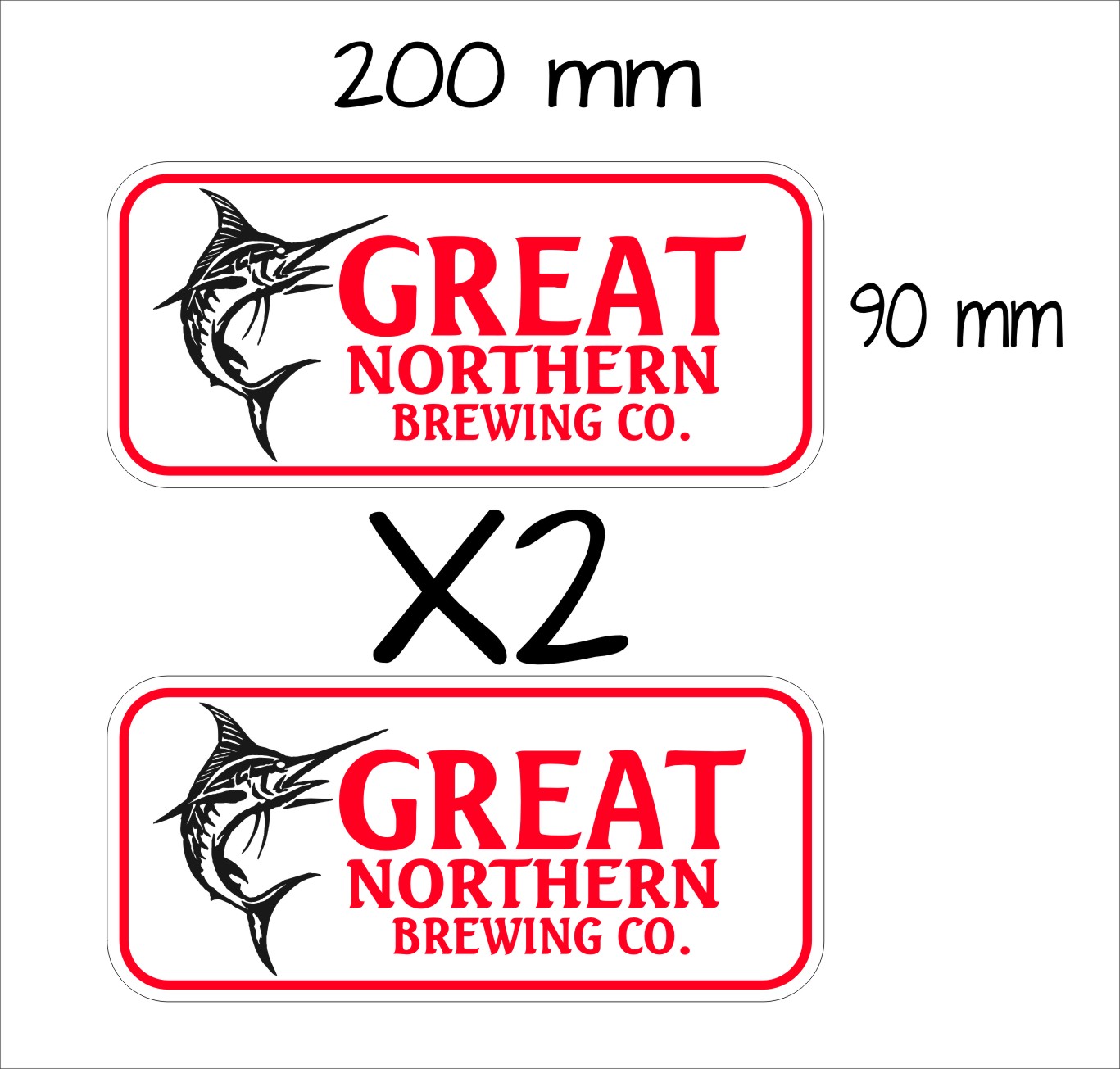 Great Northern Stickers TWO (2) 200 x 90 mm each - Crazy Fish