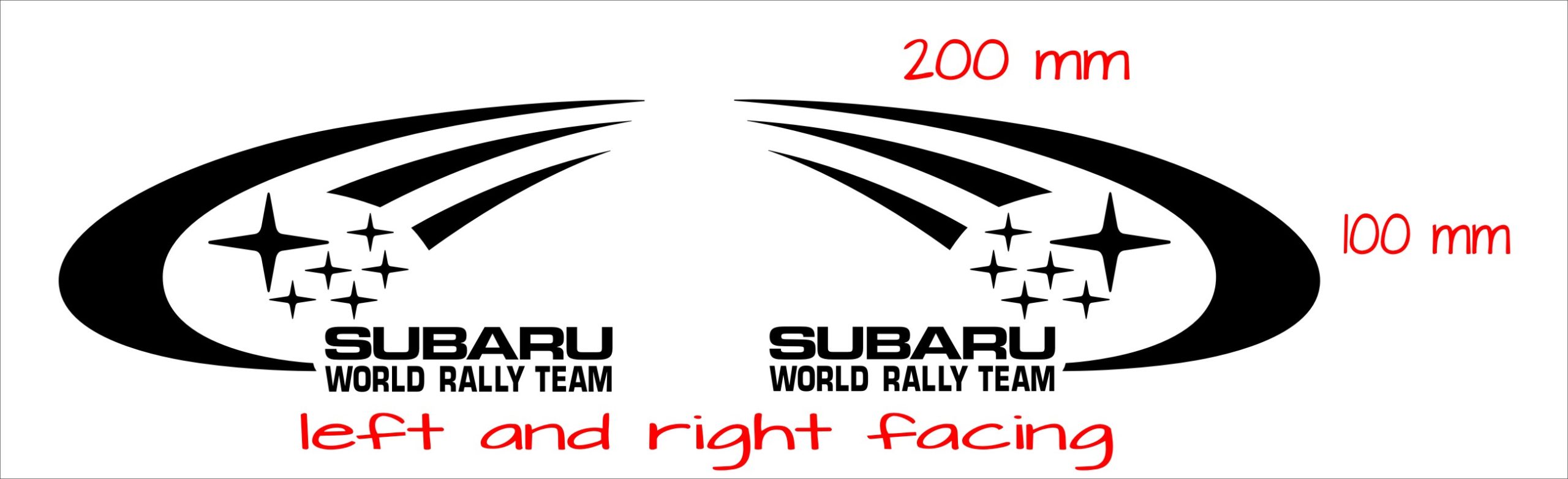 Subaru Rally decals TWO (2) 220 x 100 mm each CONFIRM your color ...