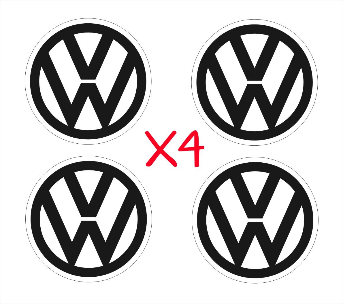 VW Retro Stickers matt black FOUR (4) 50 mm each - Crazy Fish