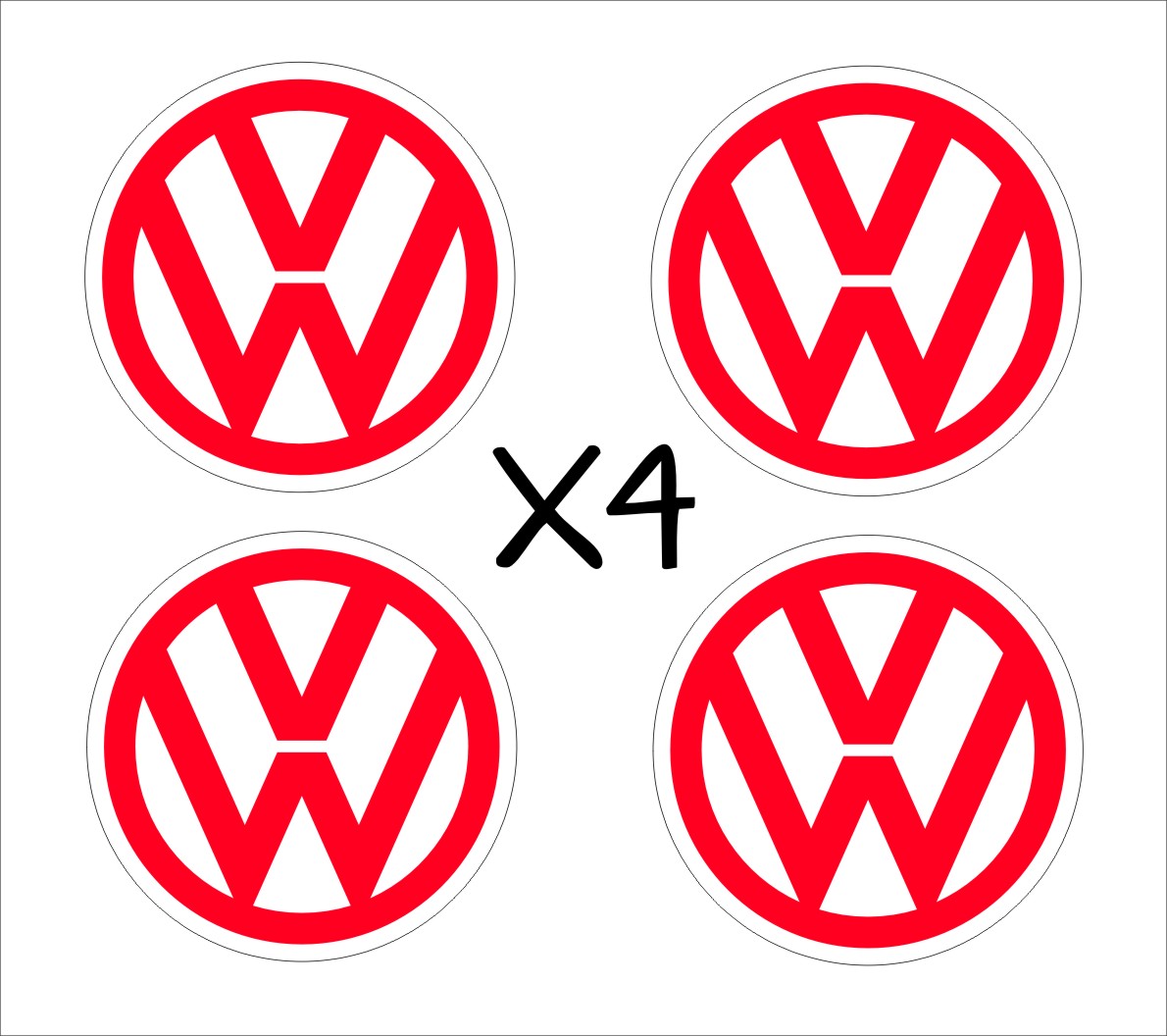 VW Retro Stickers red FOUR (4) 50 mm each - Crazy Fish