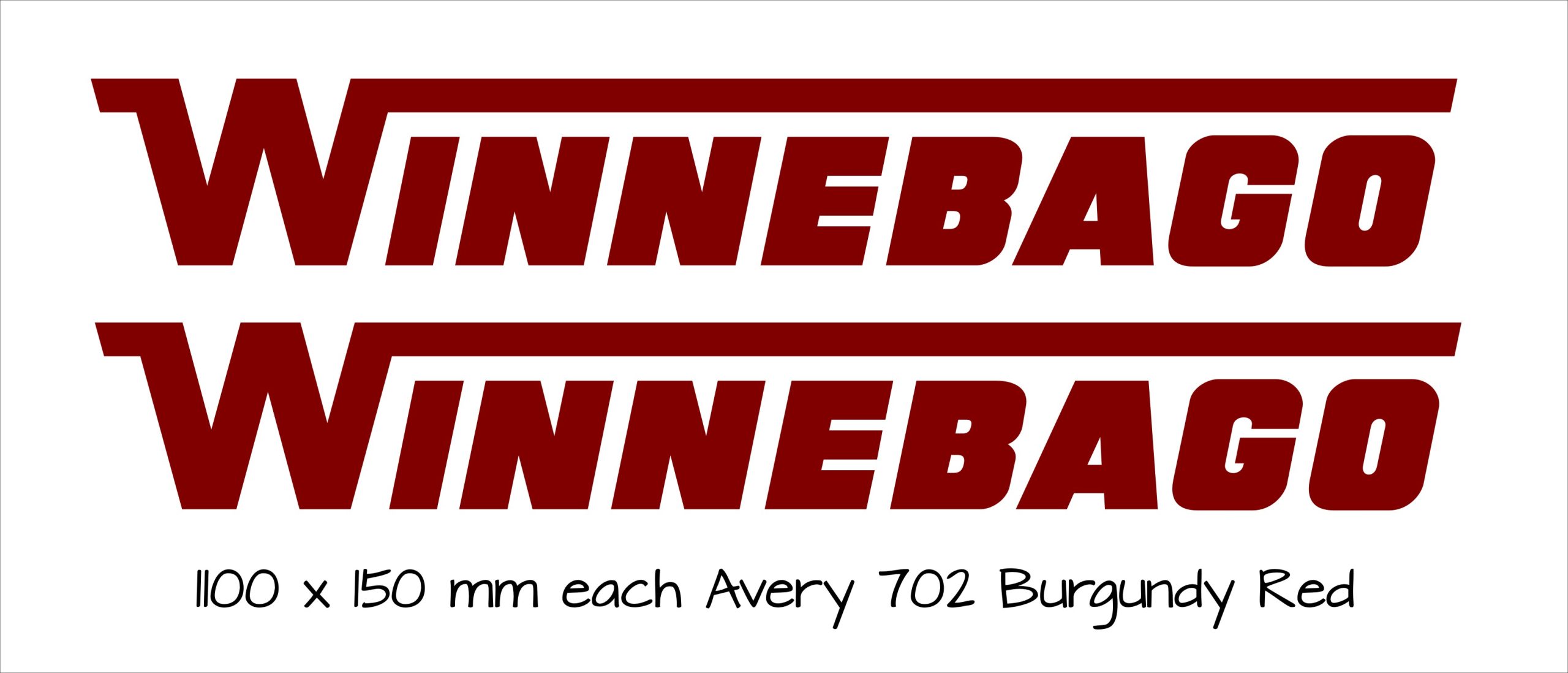 Winnebago vinyl decals TWO (2) LARGE 1100 x 150 mm each CONFIRM your ...