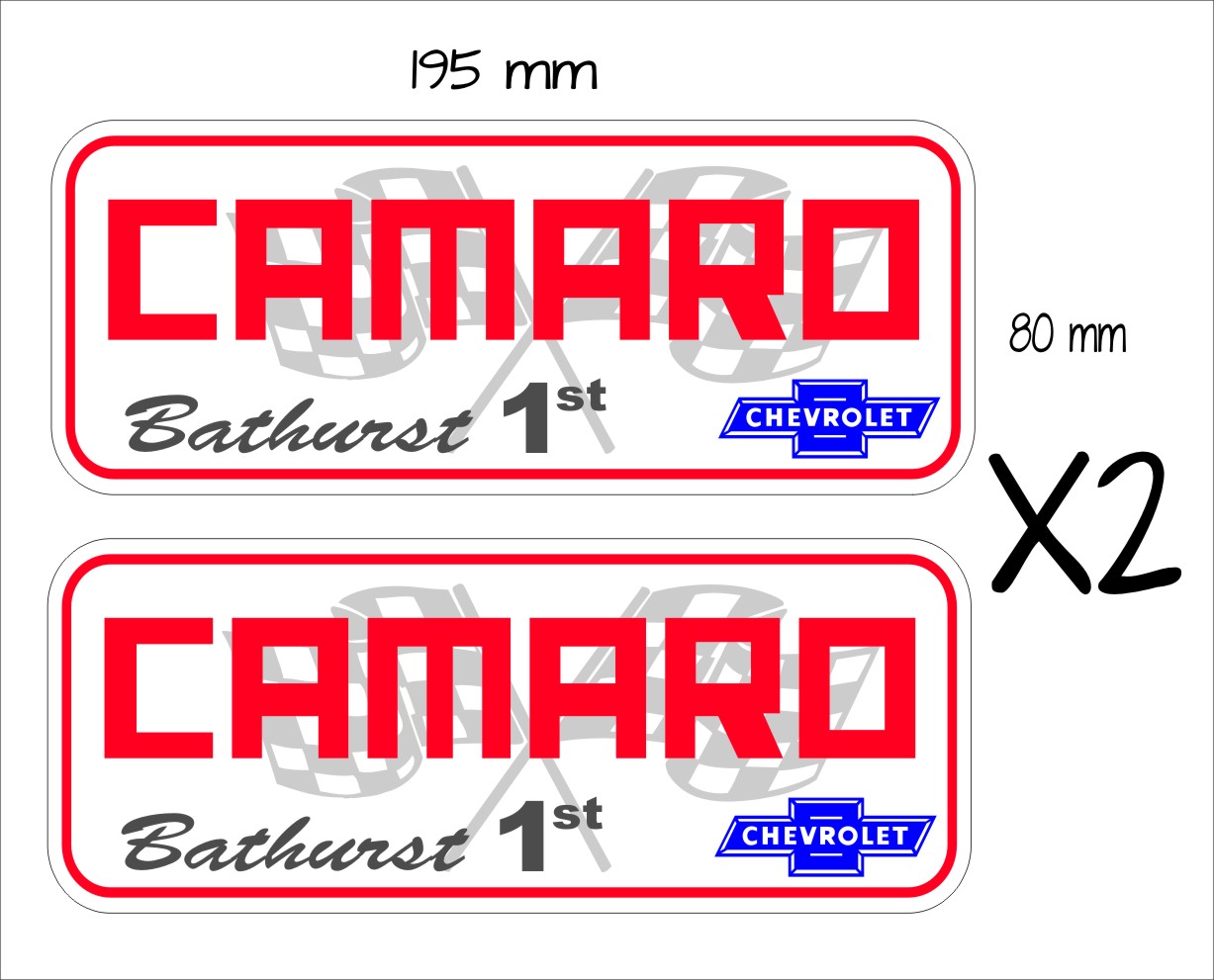 Camaro Bathurst Stickers TWO (2) 195 x 80 mm each - Crazyfish