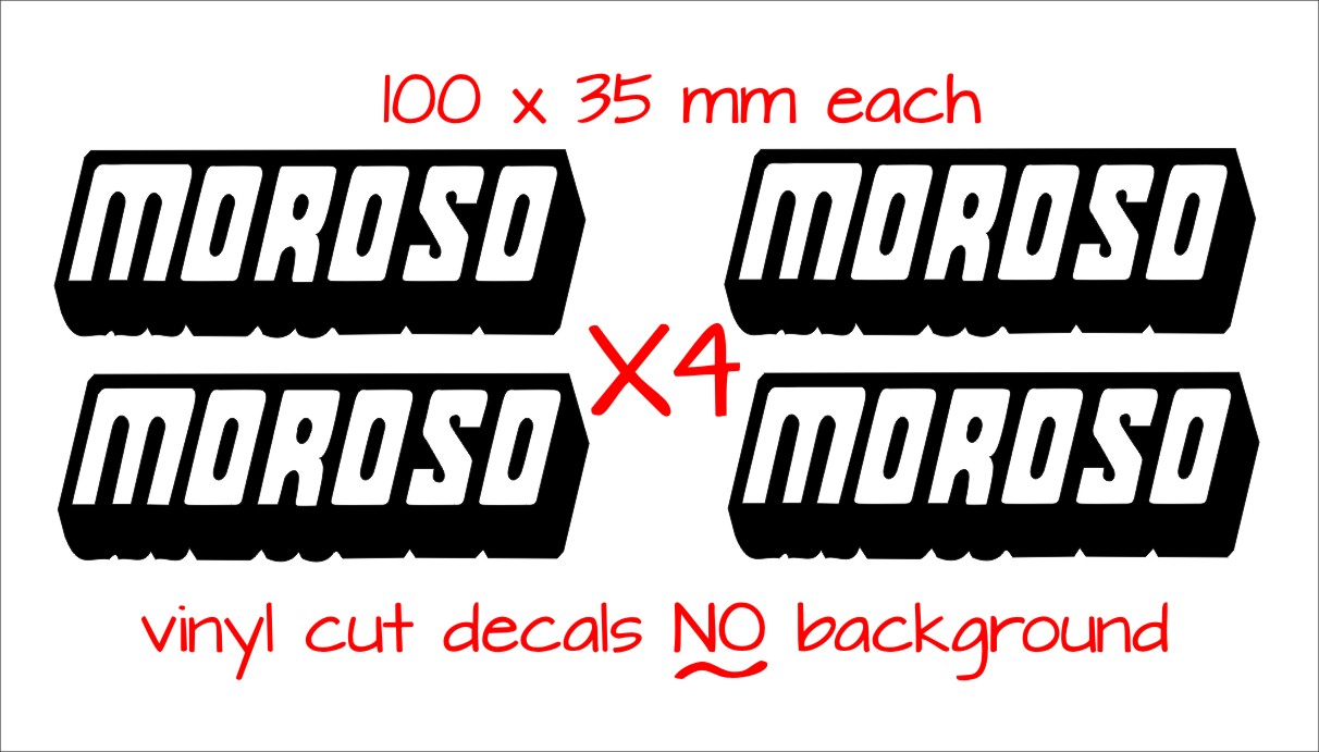 Moroso vinyl cut decals FOUR (4) 100 x 35 mm each - Crazy Fish