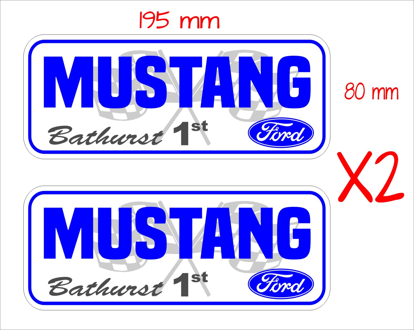 Mustang Bathurst Stickers TWO (2) 195 x 80 mm each - Crazyfish