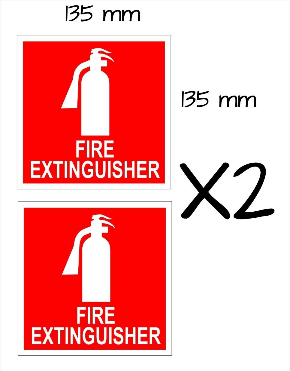 Fire Extinguisher Stickers TWO (2) 135 mm each - Crazy Fish