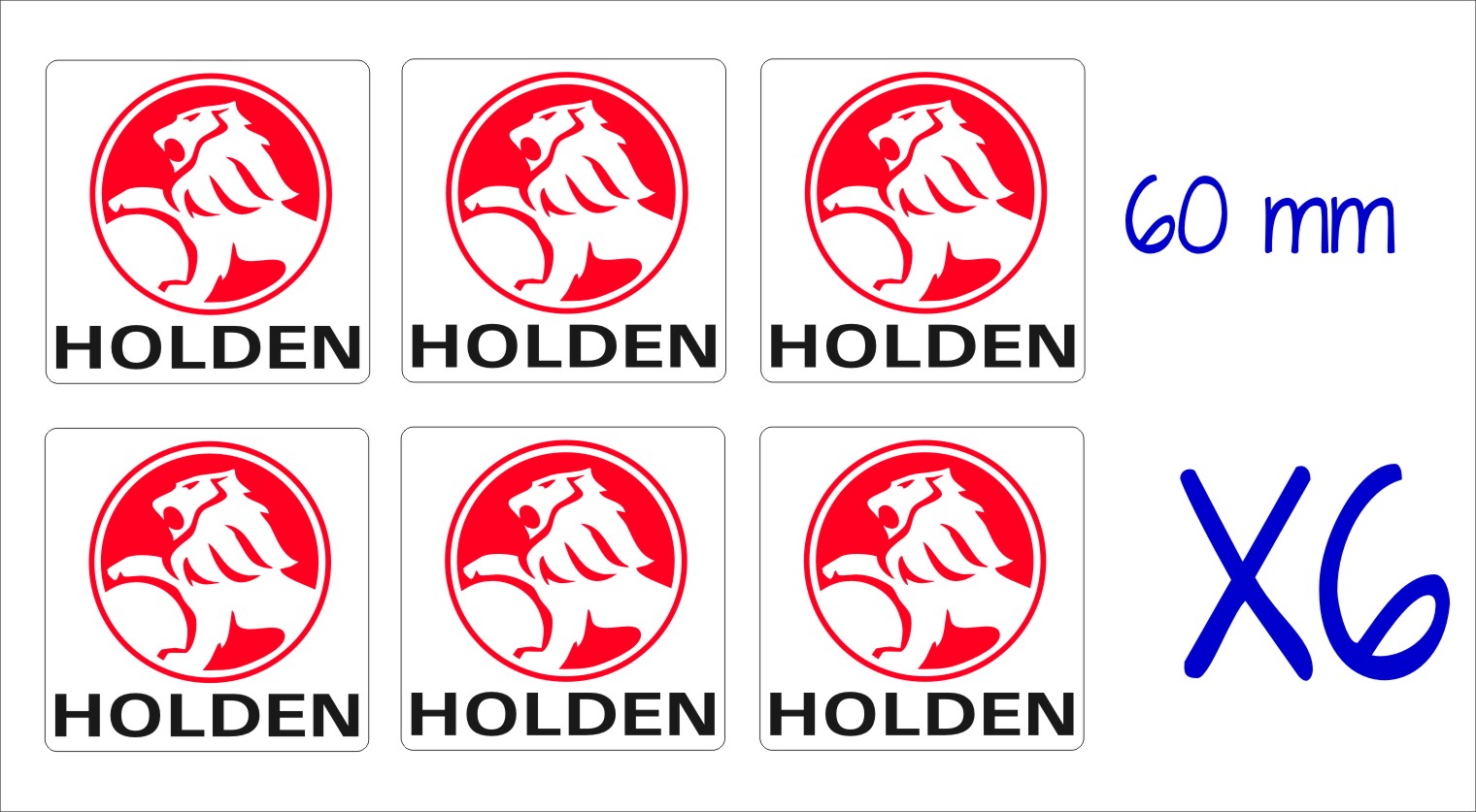 Holden retro Stickers SIX (6) 60 mm each - Crazyfish