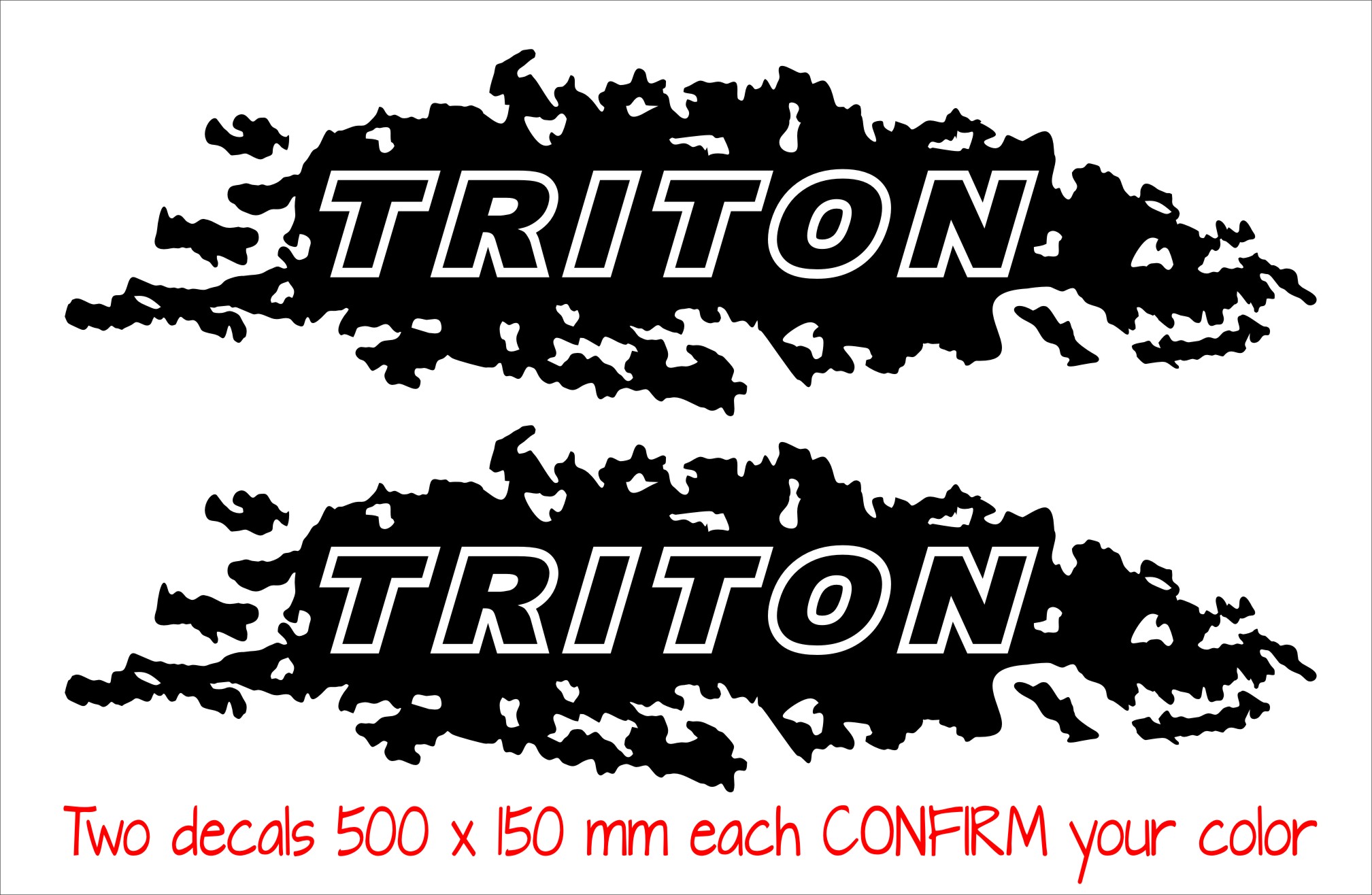 Triton mud splash vinyl decals TWO (2) 500 x 150 mm each CONFIRM your ...