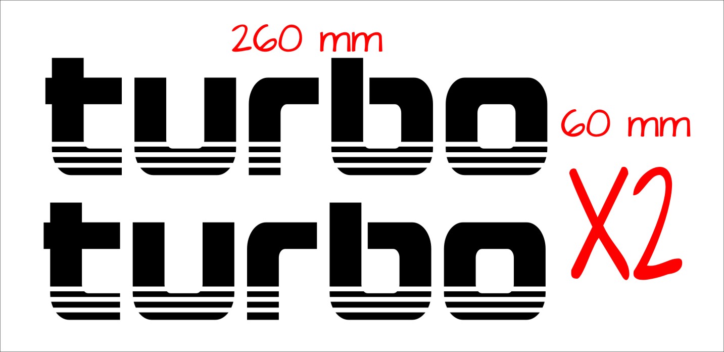TURBO vinyl decals TWO (2) 260 x 60 mm each CONFIRM your color - Crazyfish