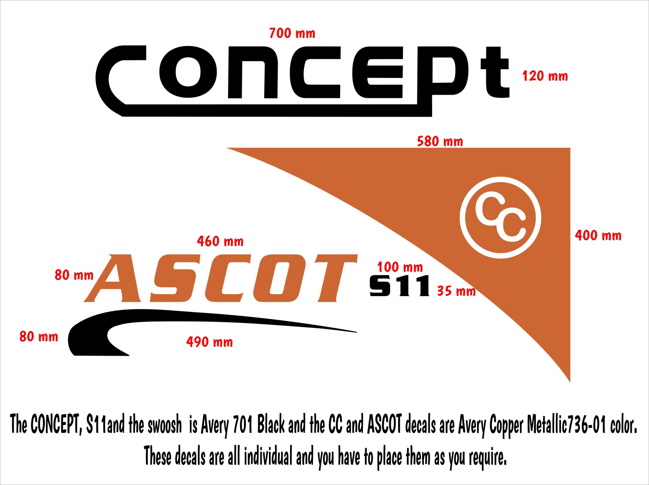 Concept Ascot #2 retro Caravan decals FIVE (5) CONFIRM your color - Crazyfish