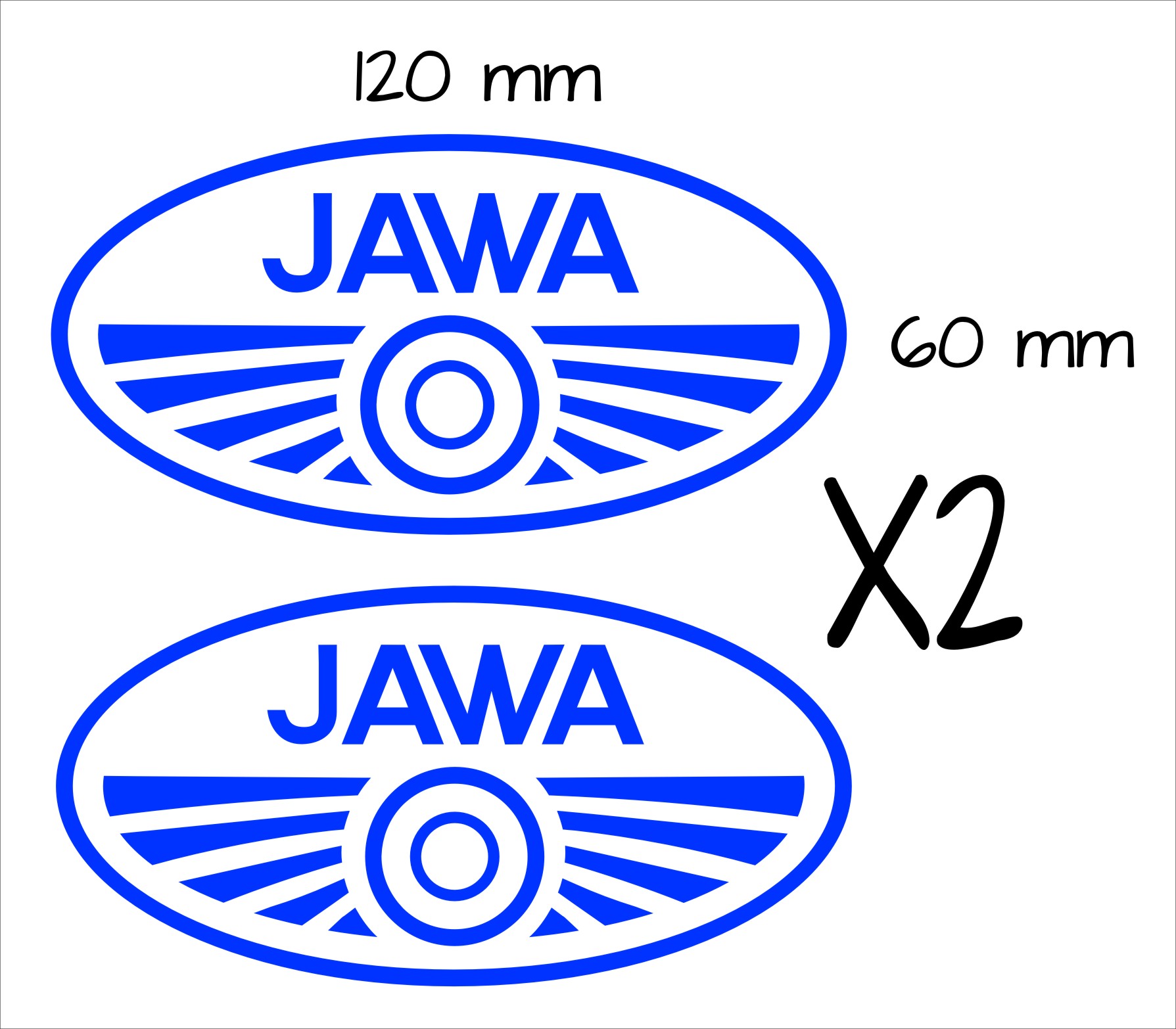 JAWA tank decals TWO (2) 120 x 60 mm each CONFIRM your color - Crazyfish