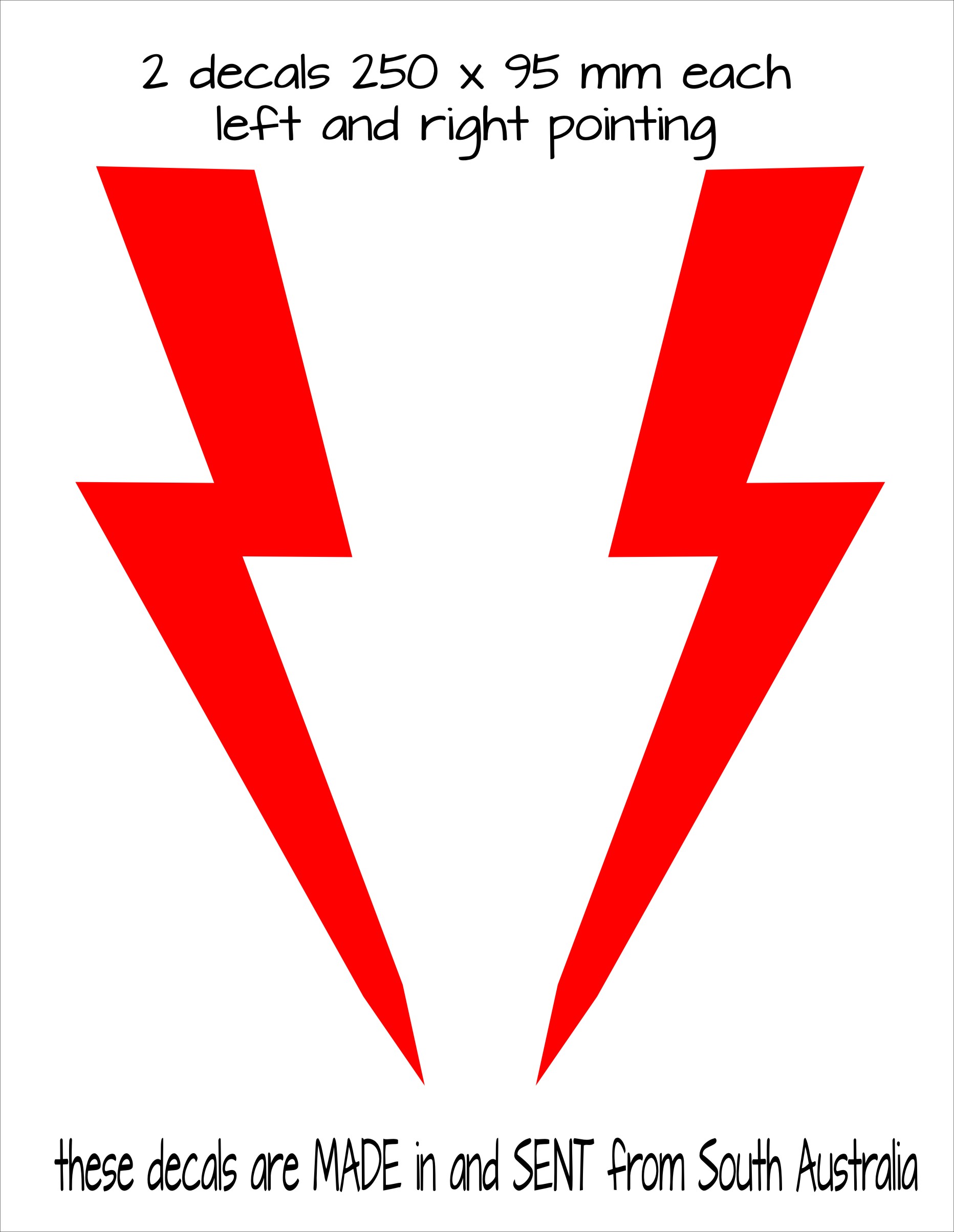 Lightning Bolt decals TWO (2) 250 x 95 mm each CONFIRM your color ...