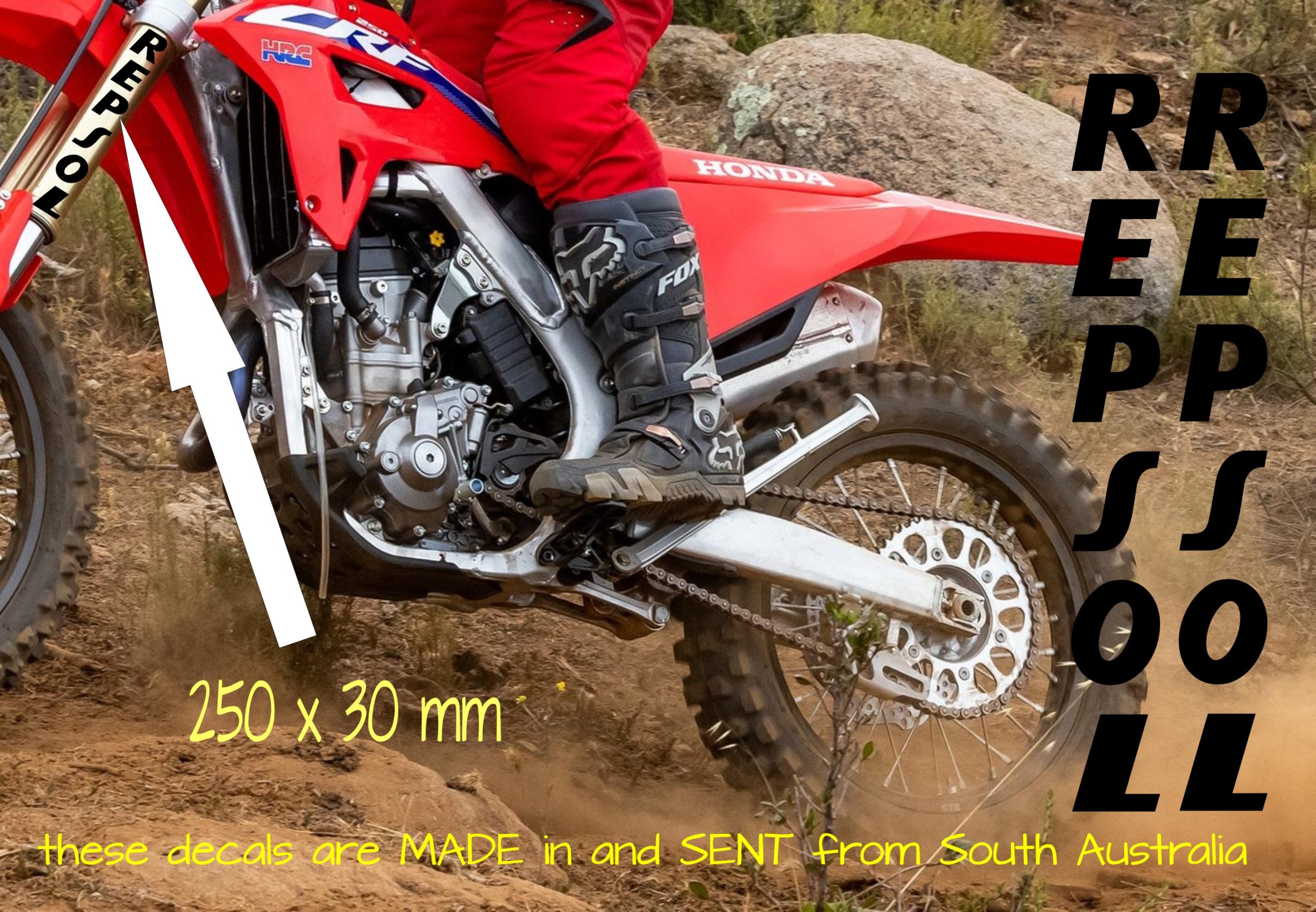 REPSOL Vertical vinyl decals TWO (2) 250 x 30 mm each CONFIRM your ...