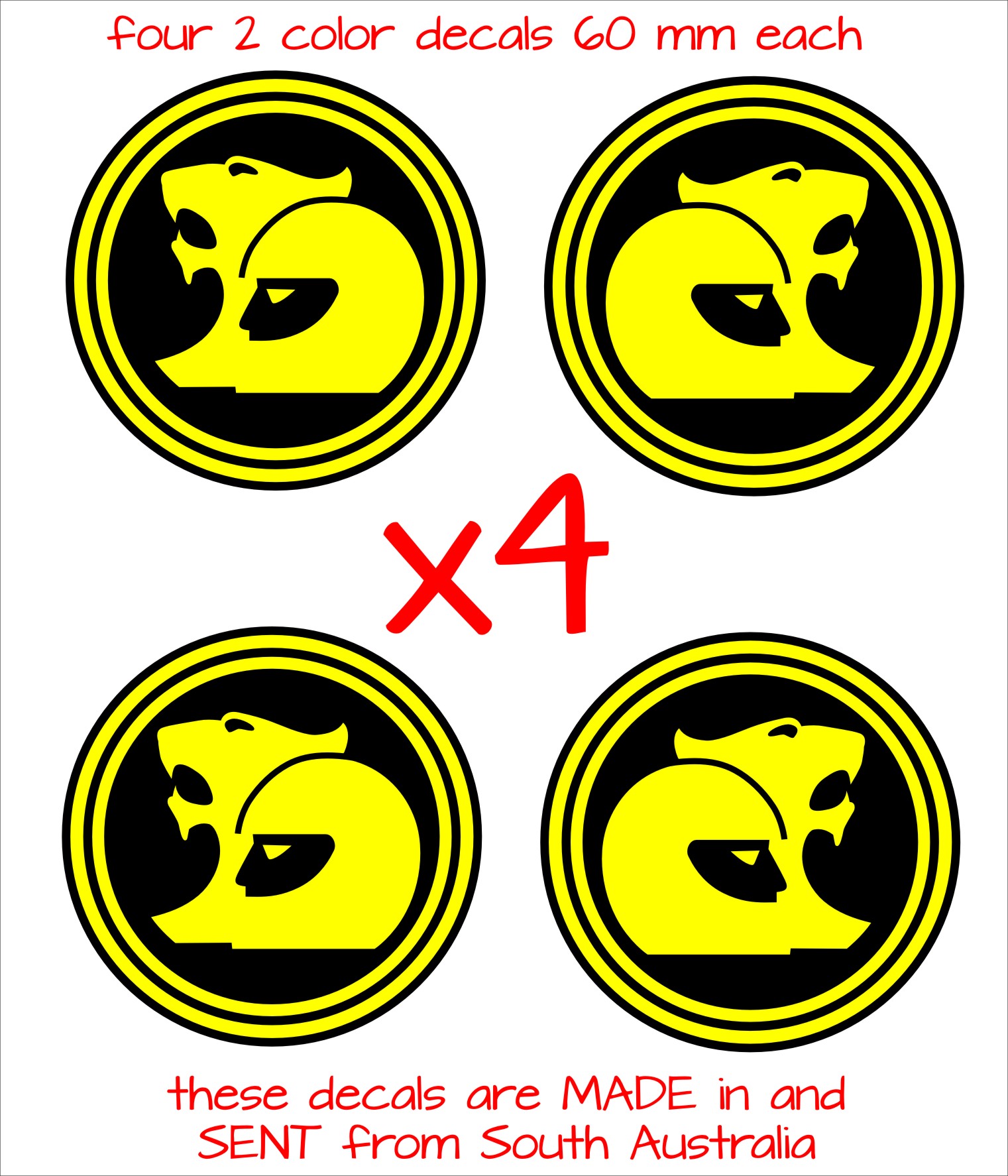HSV retro decals FOUR (4) suit 60 mm rim caps CONFIRM your two color ...