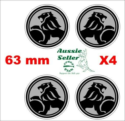 Holden Stickers matt black/silver FOUR (4) suit 63 mm rim caps - Crazy Fish