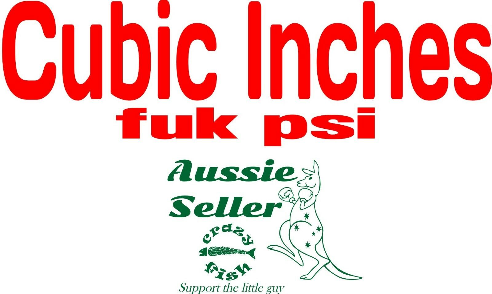 Cubic Inches vinyl decal 200 x 60 mm choose your color - Crazy Fish