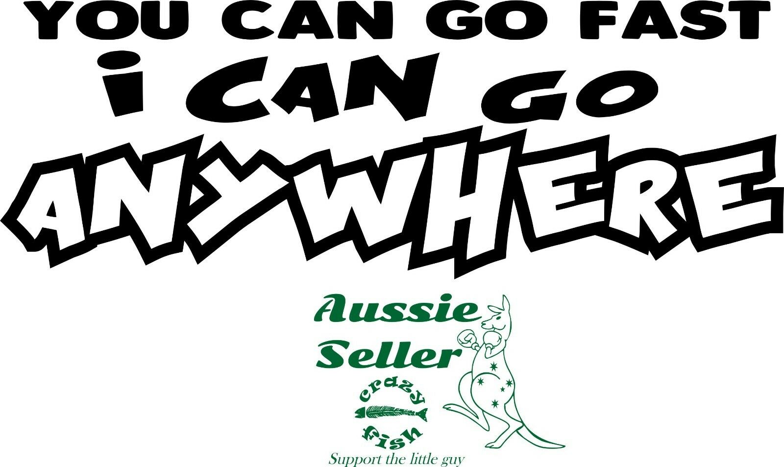 GO FAST funny decal 250 x 90 mm, choose your color - Crazy Fish