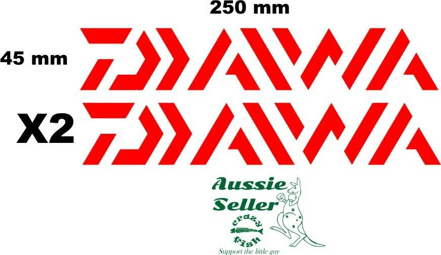 Daiwa decals TWO (2) 250 x 45 mm each choose your color - Crazy Fish