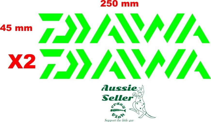 Daiwa decals TWO (2) 250 x 45 mm each choose your color - Crazy Fish
