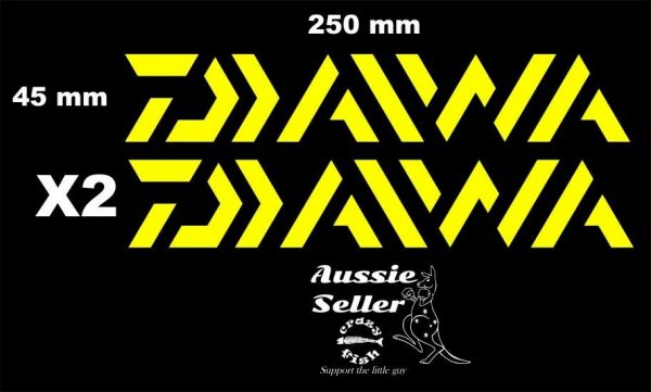 Daiwa decals TWO (2) 250 x 45 mm each choose your color - Crazy Fish