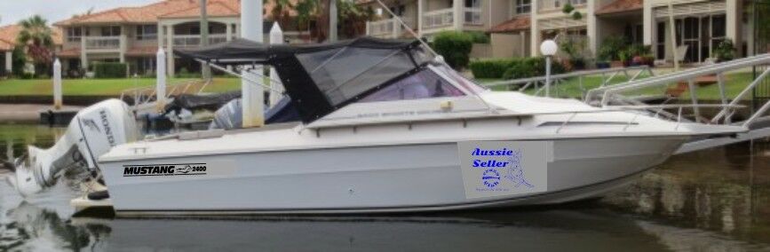 MUSTANG boat decals TWO (2) 730 x 100 mm each CONFIRM your color and ...