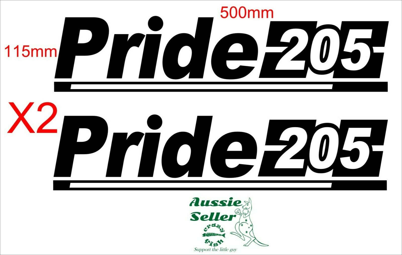 Pride 205 retro Boat decals TWO (2) 500 x 115 mm each CONFIRM your ...