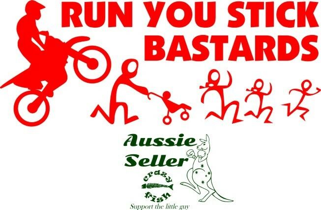 Run Stick Motor bike decal 230 x 90 mm choose your color - Crazy Fish