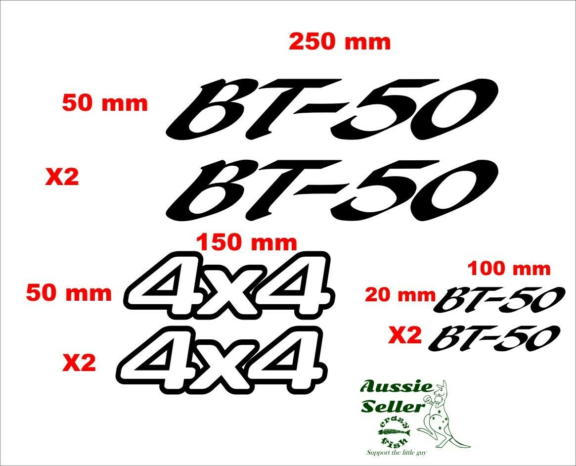 Mazda BT-50 decal kit SIX (6) sizes in pics CONFIRM your color - Crazyfish