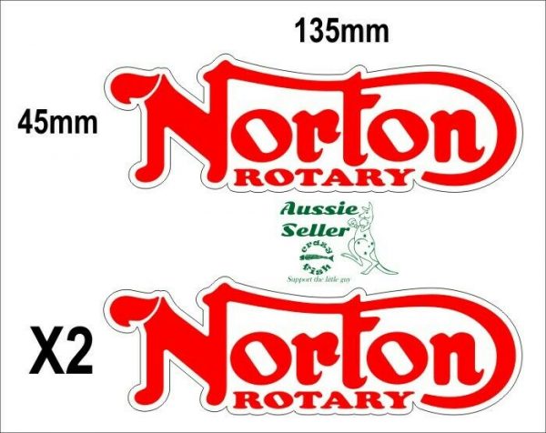 Norton Rotary Stickers TWO (2) 135 x 45 mm each - Crazy Fish