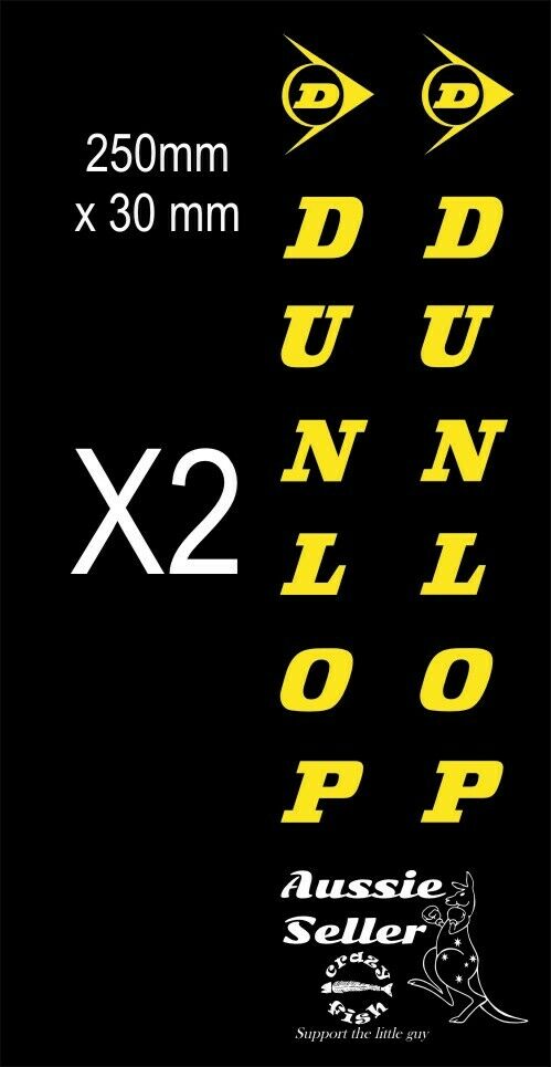 DUNLOP decals VERTICAL TWO (2) 250 x 30 mm each choose your color ...